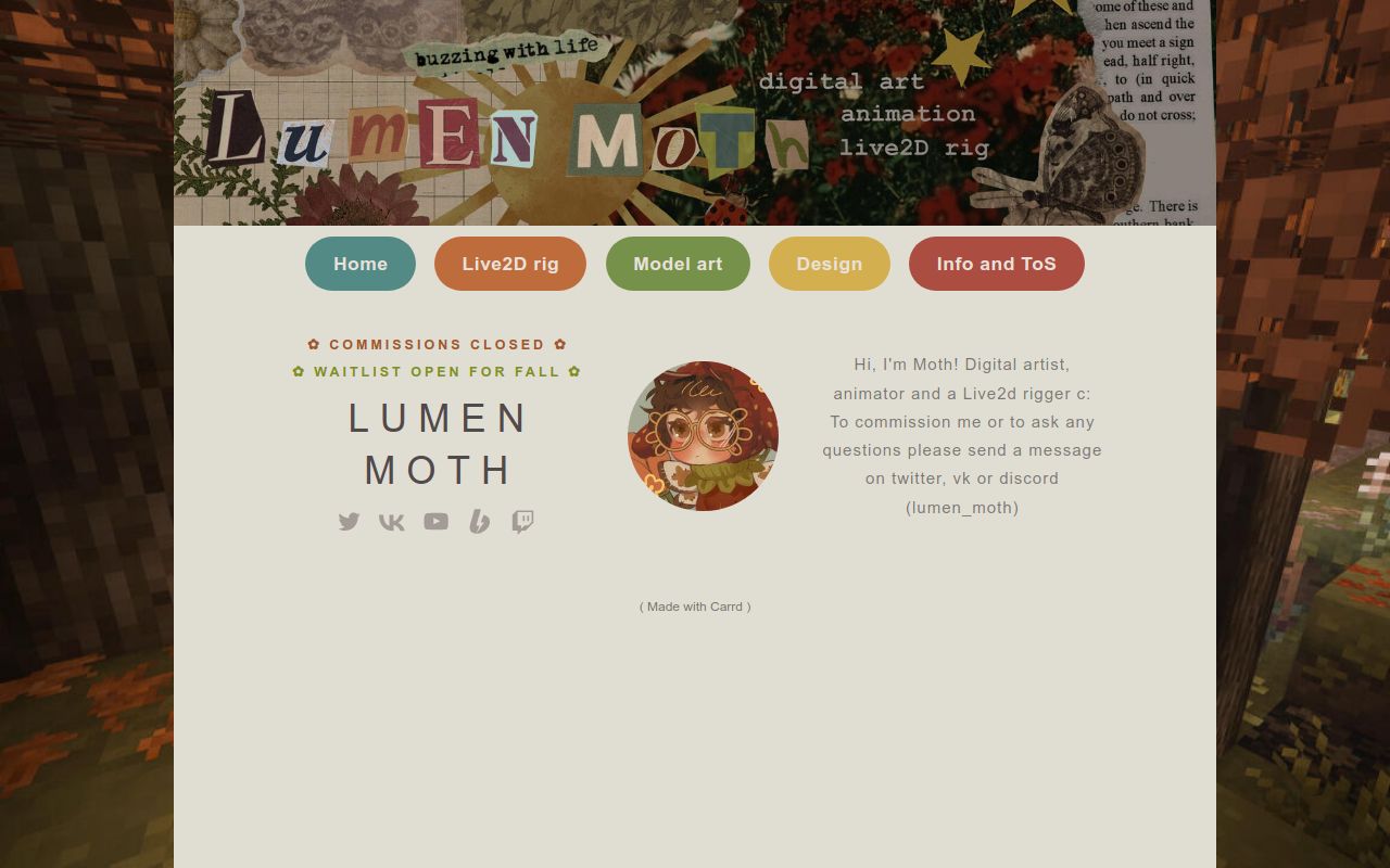 Lumen Moth's vtuber model commission info